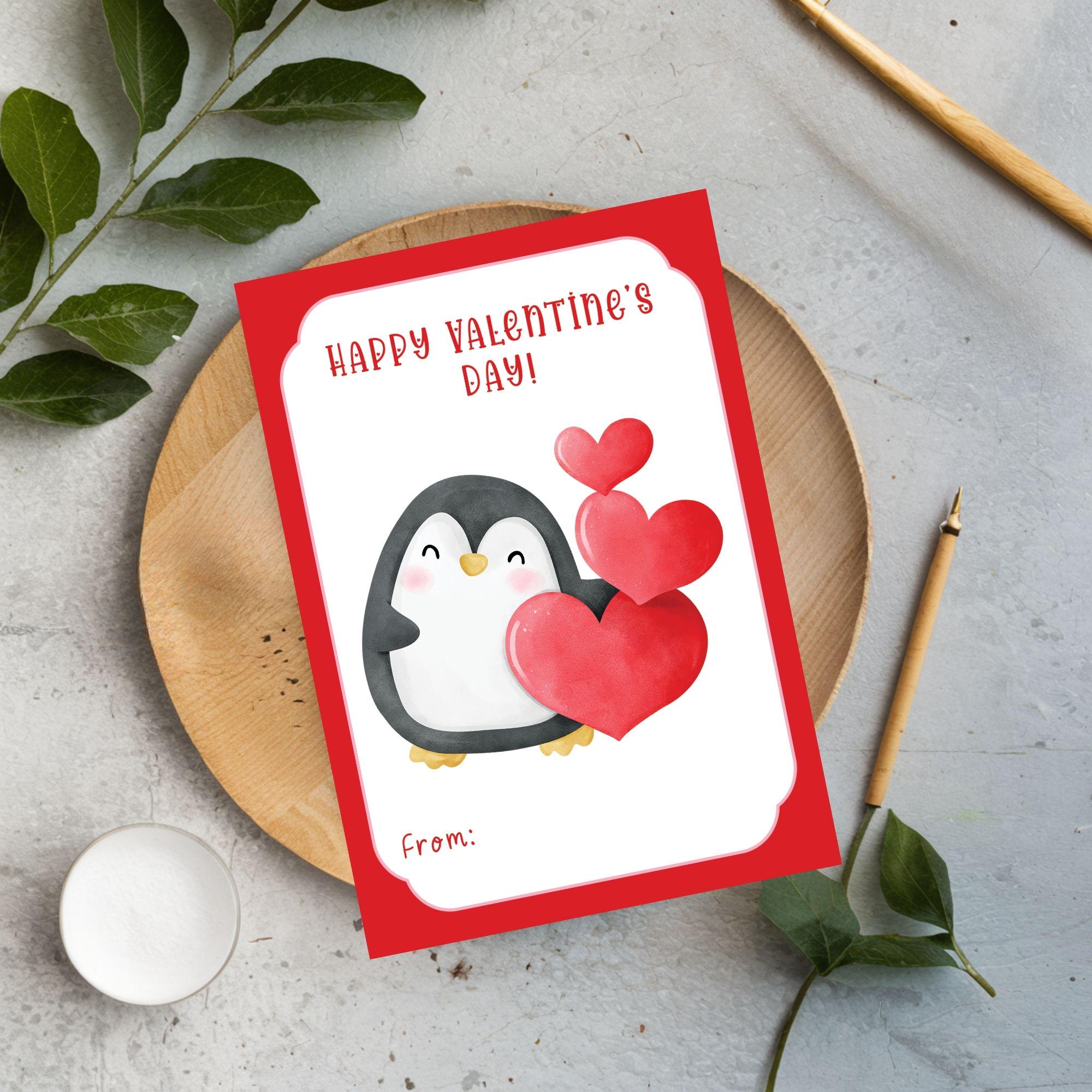 Penguin Valentine's Day Card - Printable 16 Valentine Cards - Etsy