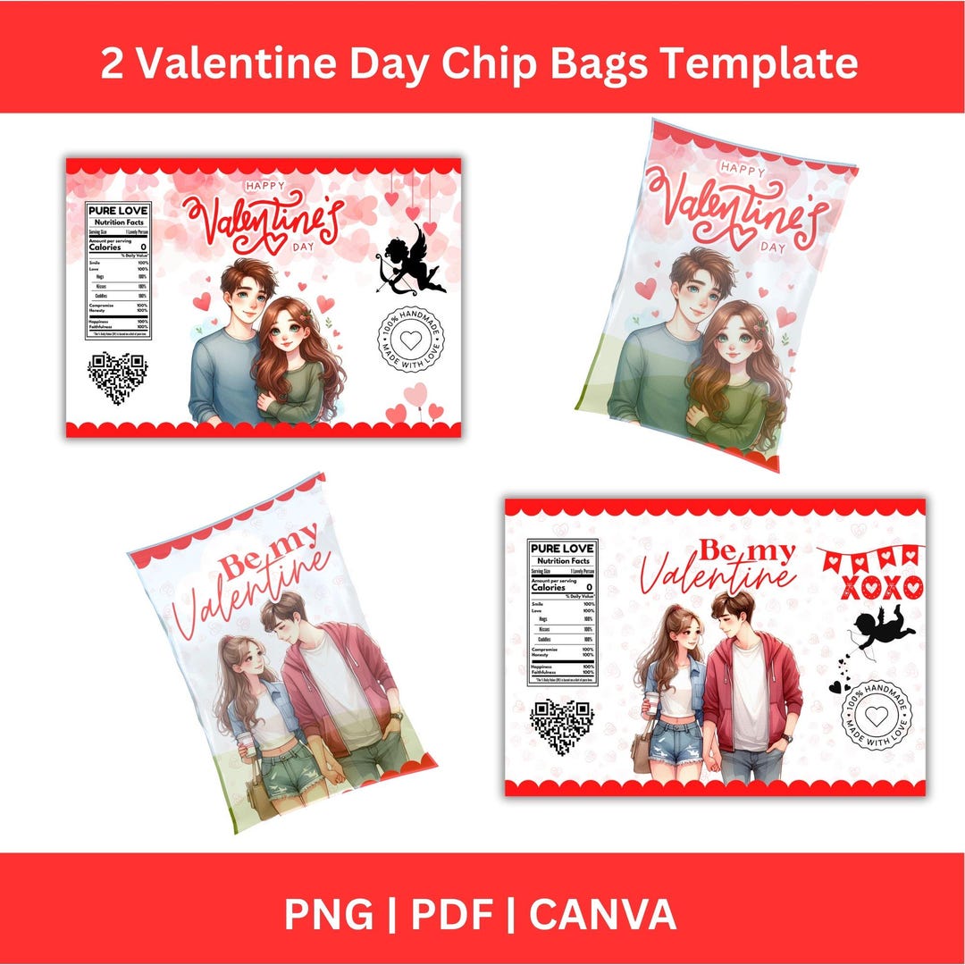 Valentine's Day Chip Bag, Valentine's Day Treats, Valentine's Day Favor ...