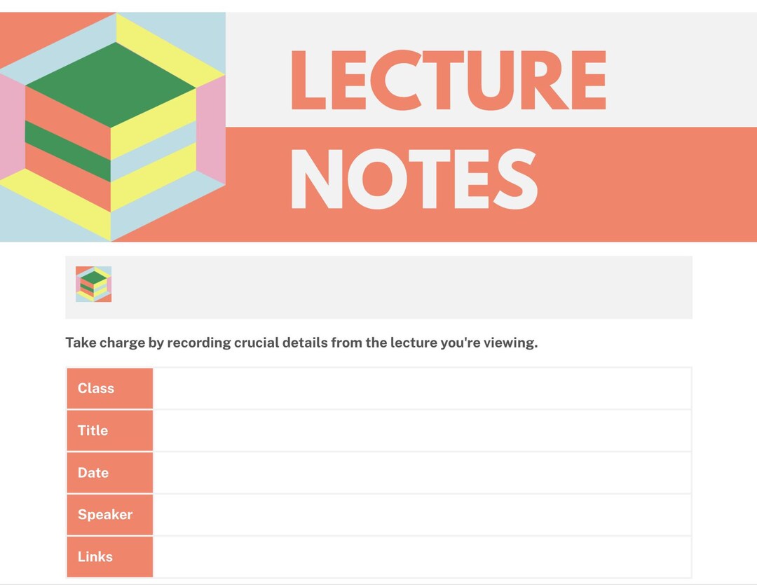 Lecture Note Taking PDF: Printable Student Notebook & Study Organizer ...