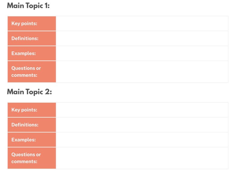 Lecture Note Taking PDF: Printable Student Notebook & Study Organizer (digital Download) - Etsy
