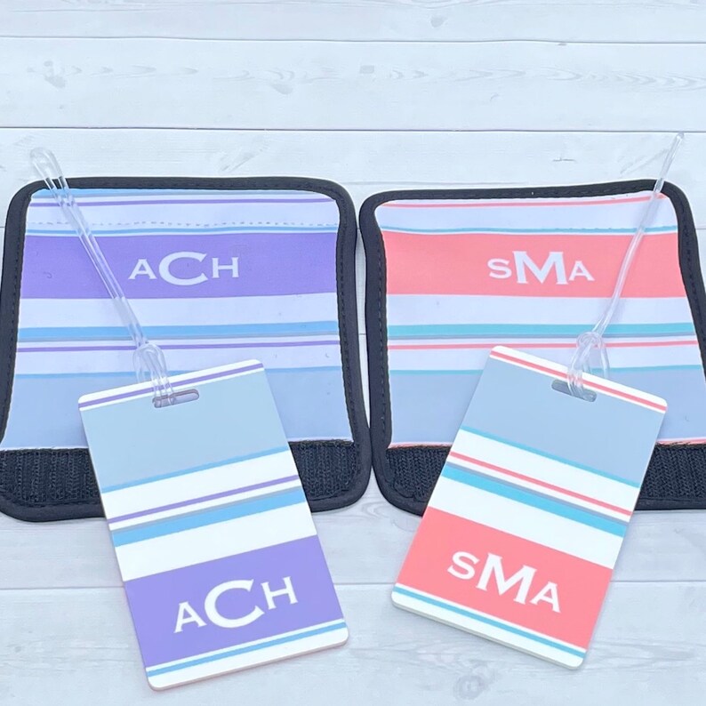 Personalized Luggage Tag and Handle Wrap Monogram Bag Tag | Etsy