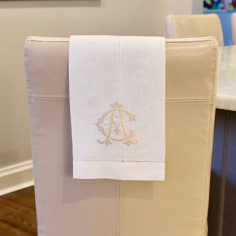 Monogram Linen Towel Tea Towel - Etsy