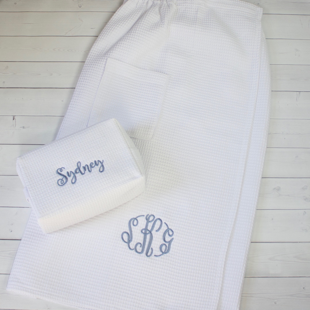 Monogrammed Towel Wrap and Matching Makeup Bag - Monogram Spa Wrap ...