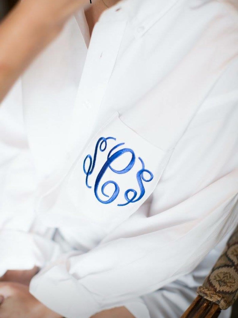 Monogrammed White Button Shirts Monogram Bridesmaid Shirts - Etsy