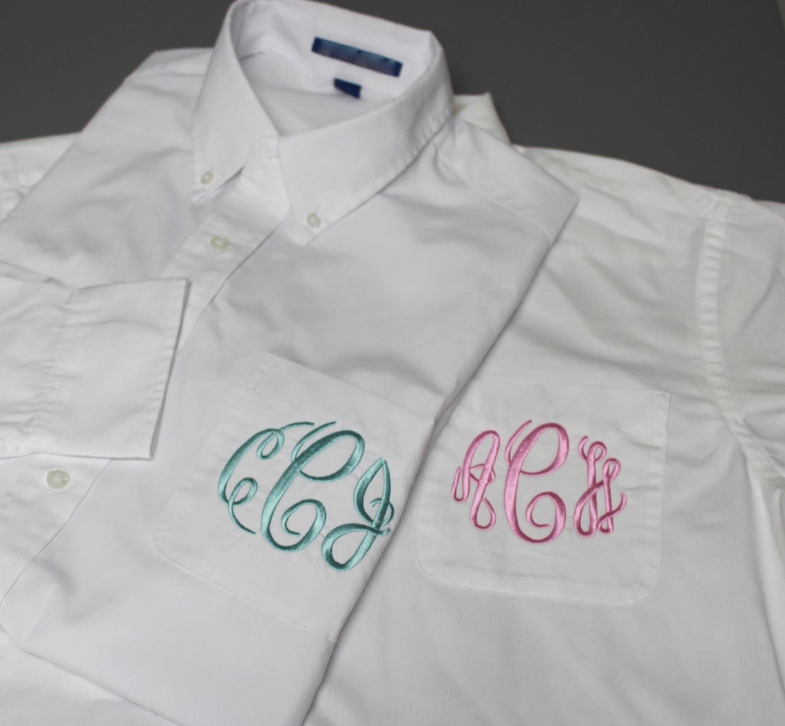 Monogrammed White Button Shirts Monogram Bridesmaid Shirts - Etsy