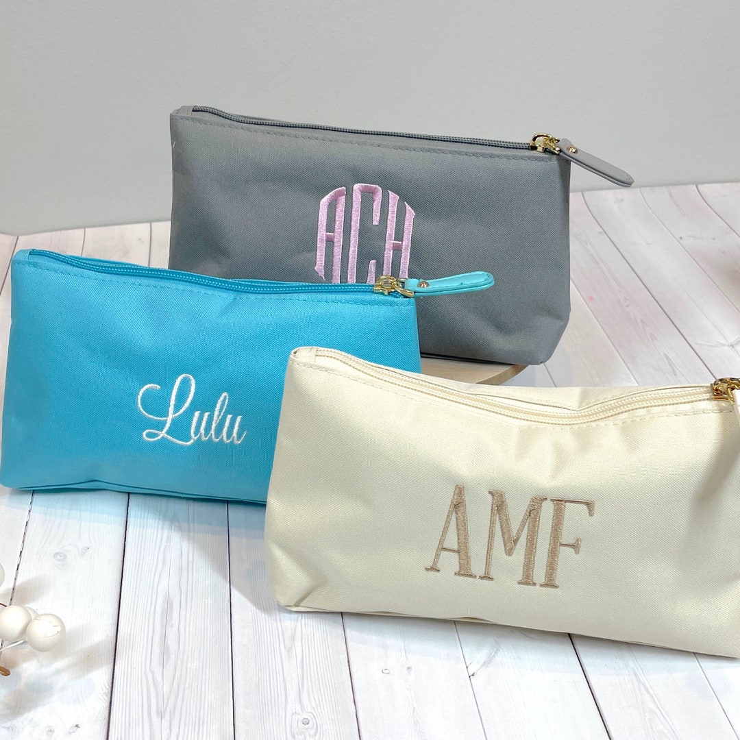 Monogrammed Makeup Bag - Canvas Cosmetic Bag - Personalized - Gifts for ...