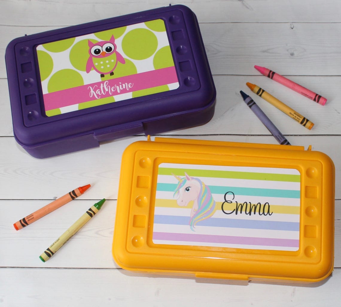 Personalized Pencil Box School Supply Box Crayon Box - Etsy