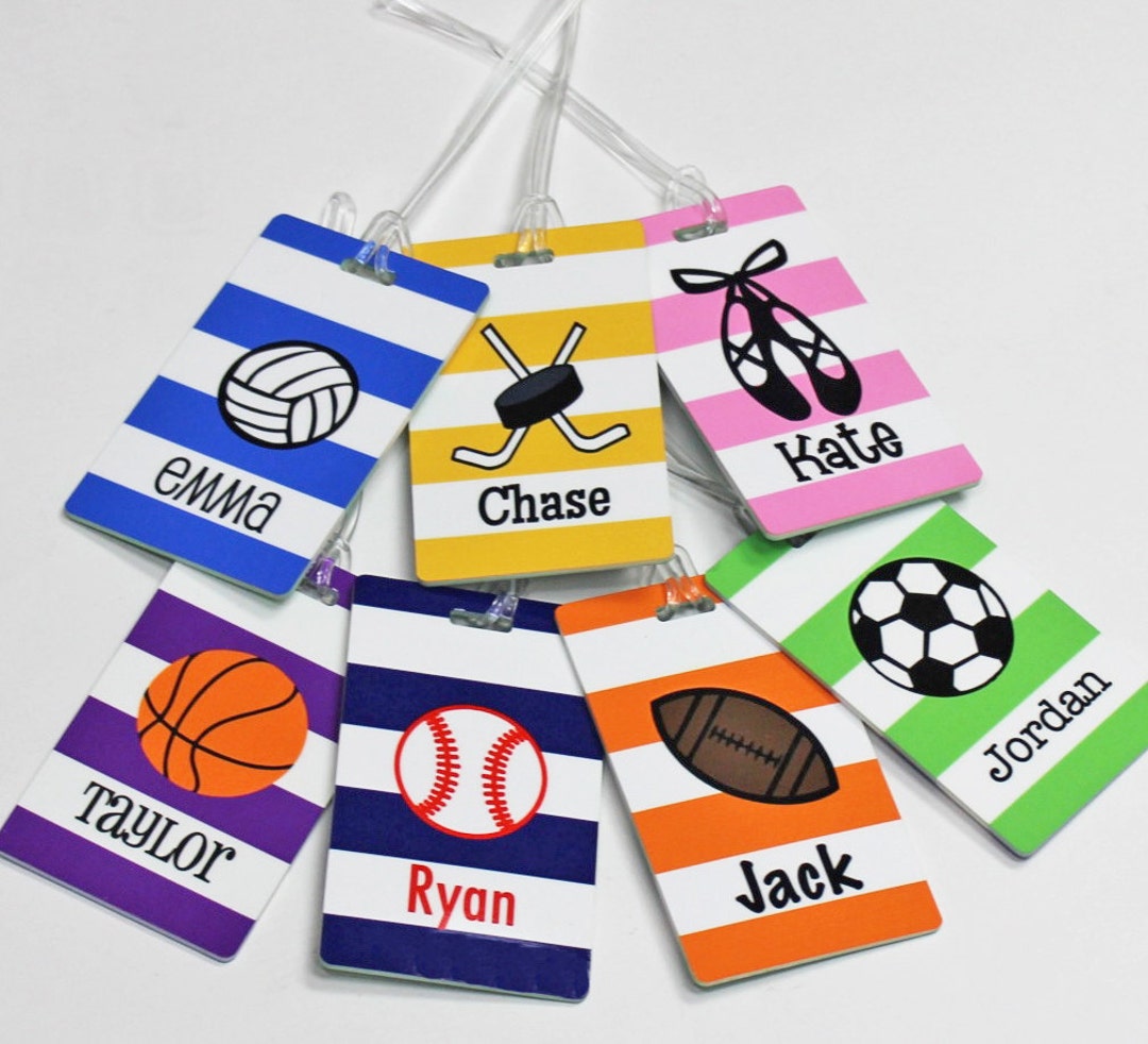 Personalized Sports Bag Tag - Soccer - Volleyball - Ballet - Dance ...