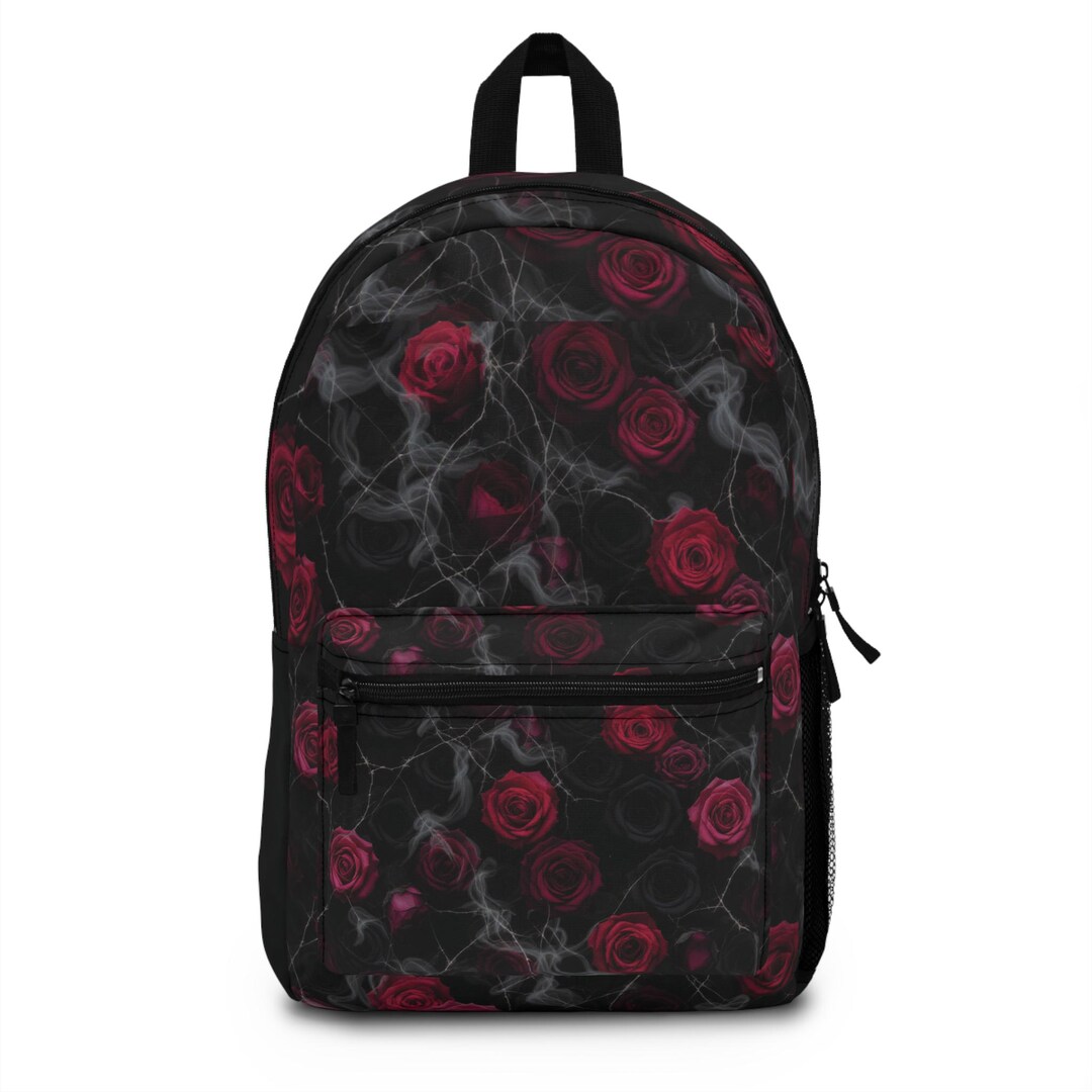 Smoky Red Roses Backpack | Gothic Floral Pattern - Etsy