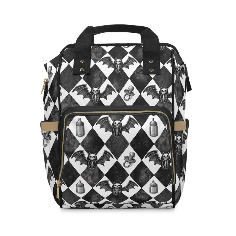 Gothic Bat Diamond Pattern Diaper Backpack | Baby Bottle Pacifier Print ...