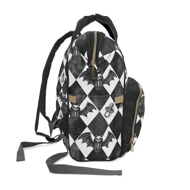 Gothic Bat Diamond Pattern Diaper Backpack | Baby Bottle Pacifier Print ...