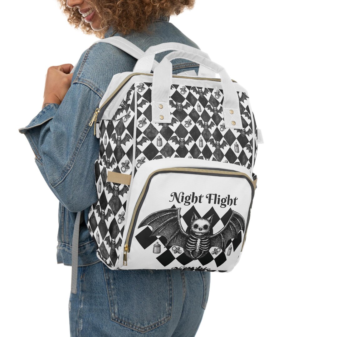 Night Flight Bat Skeleton Diaper Backpack | Gothic Harlequin Pattern - Etsy