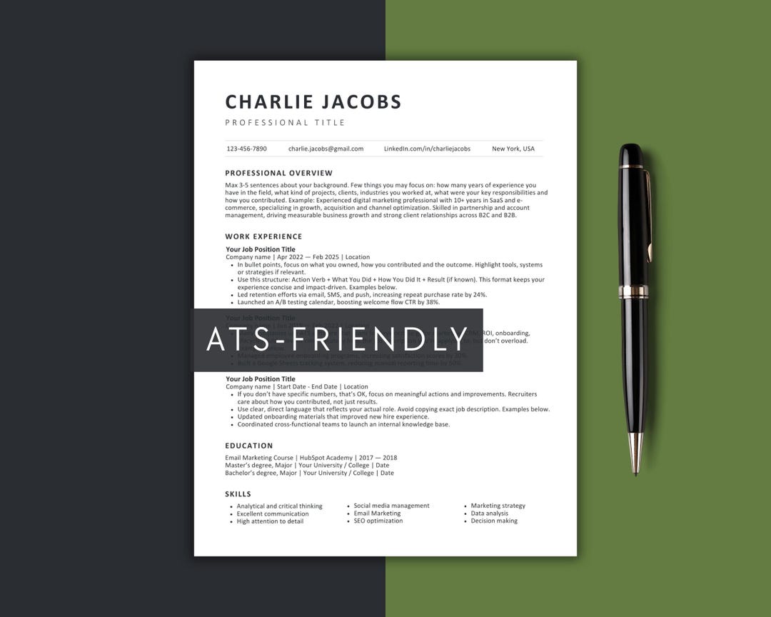 Ats-friendly Executive Resume Template | Canva Resume Builder ...