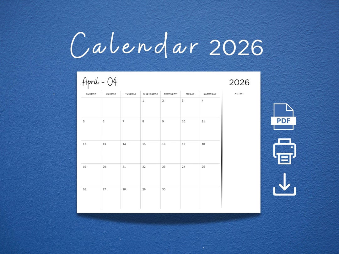 2026 Calendar Printable PDF | Wall Calendar, US Letter, A4 | Minimalist ...