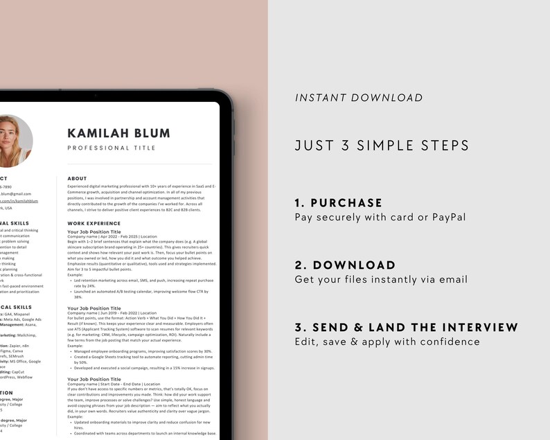 Photo Resume Template for Customer Service | Canva CV | Hospitality ...