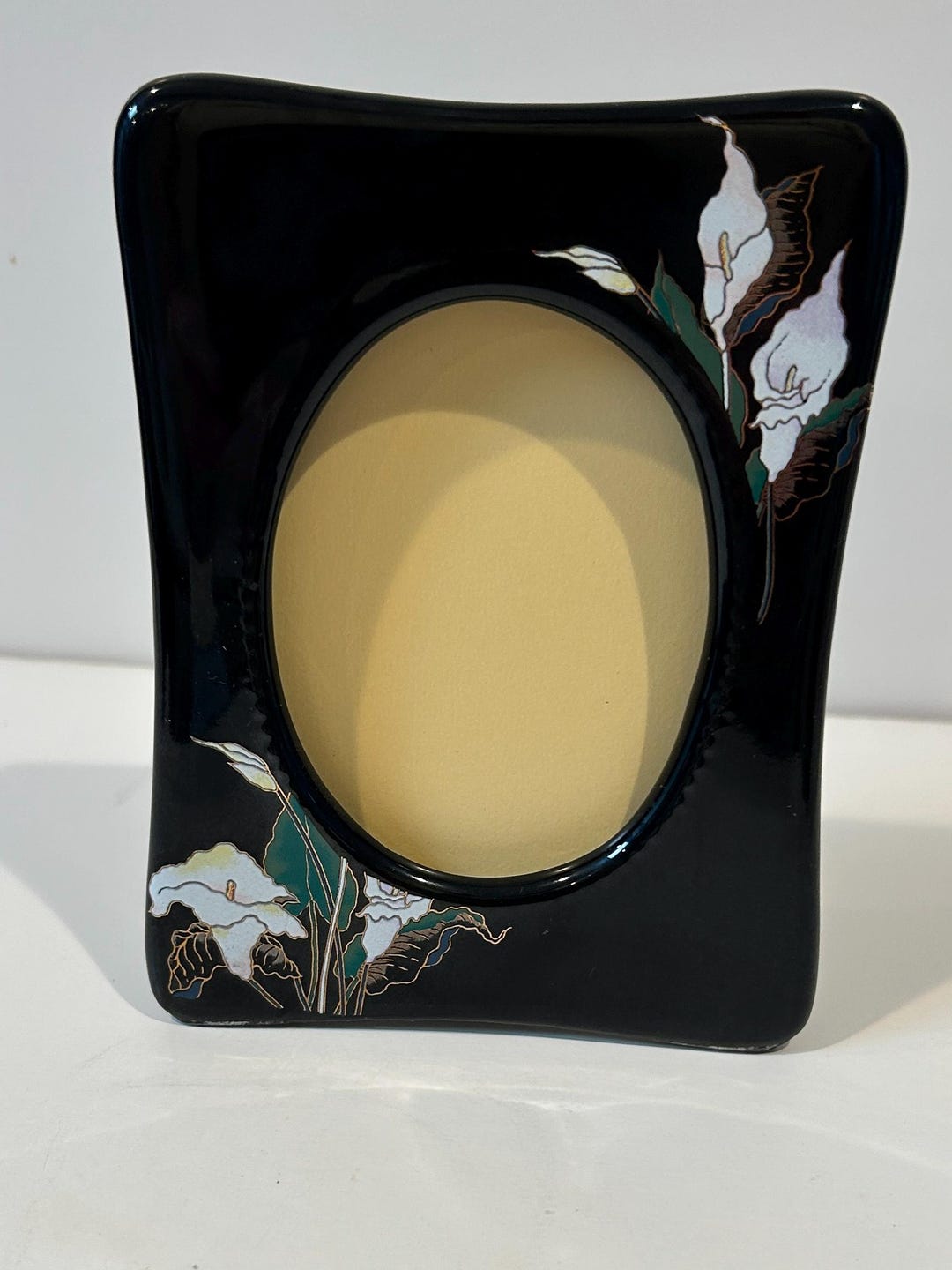 Vintage Japanese Calla Lily Ceramic Picture Frames- Oval Photo Frame ...