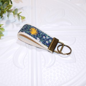 Mini Floral Keychain, Small Key Fob, Fabric Keychain, Pocket Flower ...