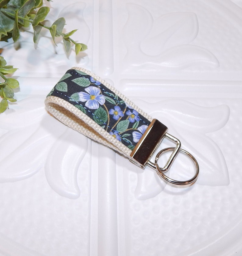 Mini Floral Keychain, Small Key Fob, Fabric Keychain, Pocket Flower ...