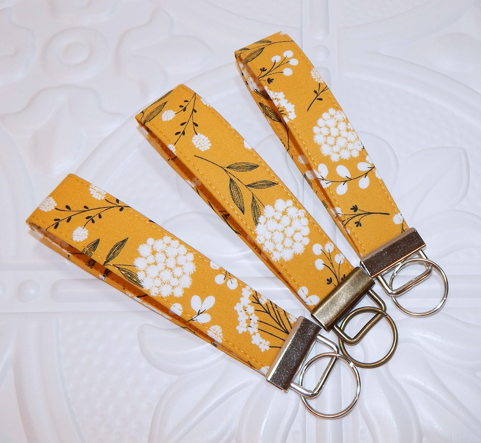 Gold Floral Key Fob Floral Key Chain Keychain Holder - Etsy