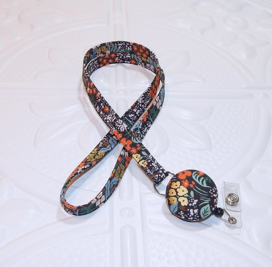 Rifle Paper Fabric Lanyard With Badge Reel, Breakaway Lanyard, Teacher ...