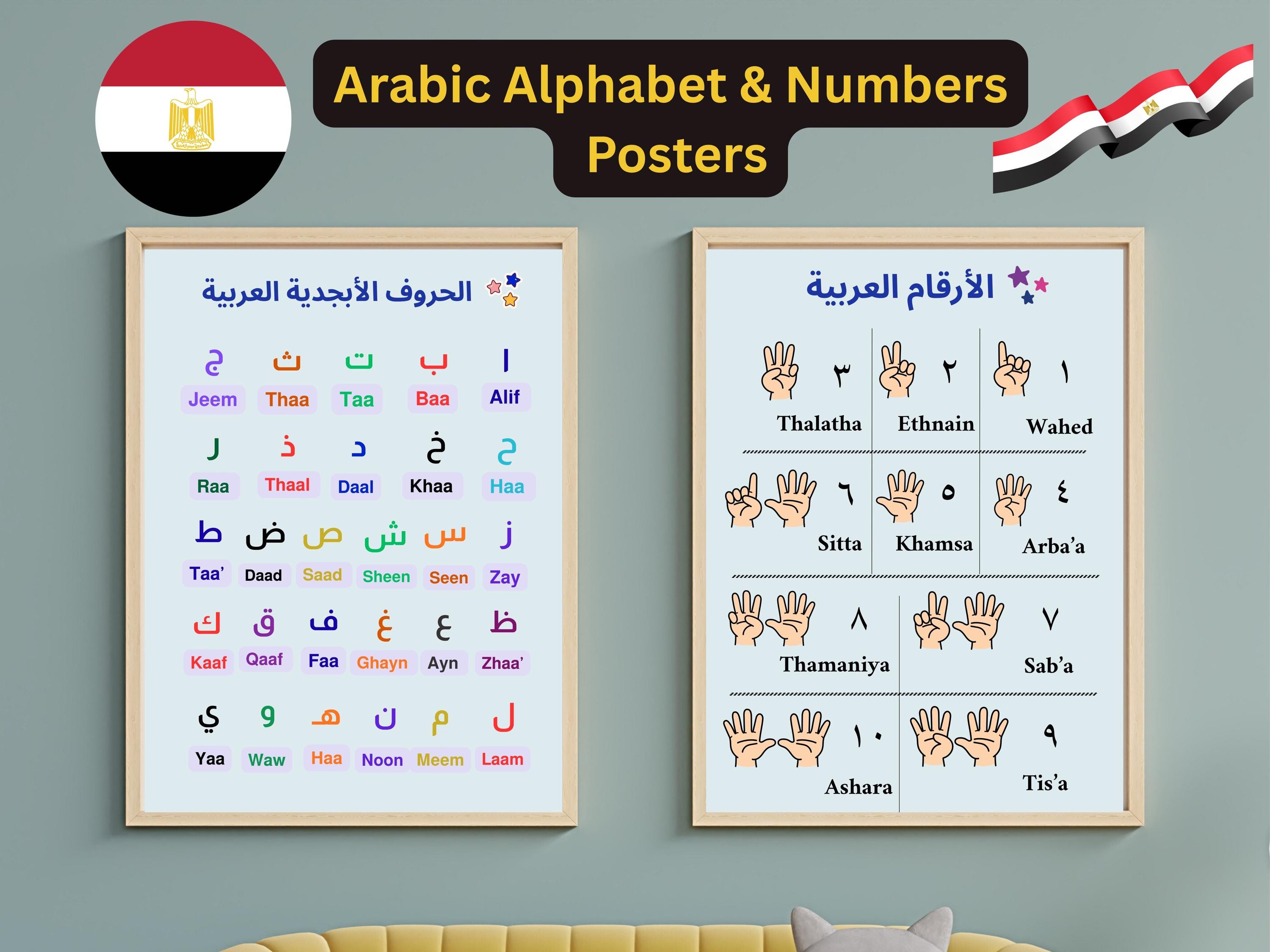 Arabic Alphabet and Numbers Poster Printable | Learn Arabic Printable ...