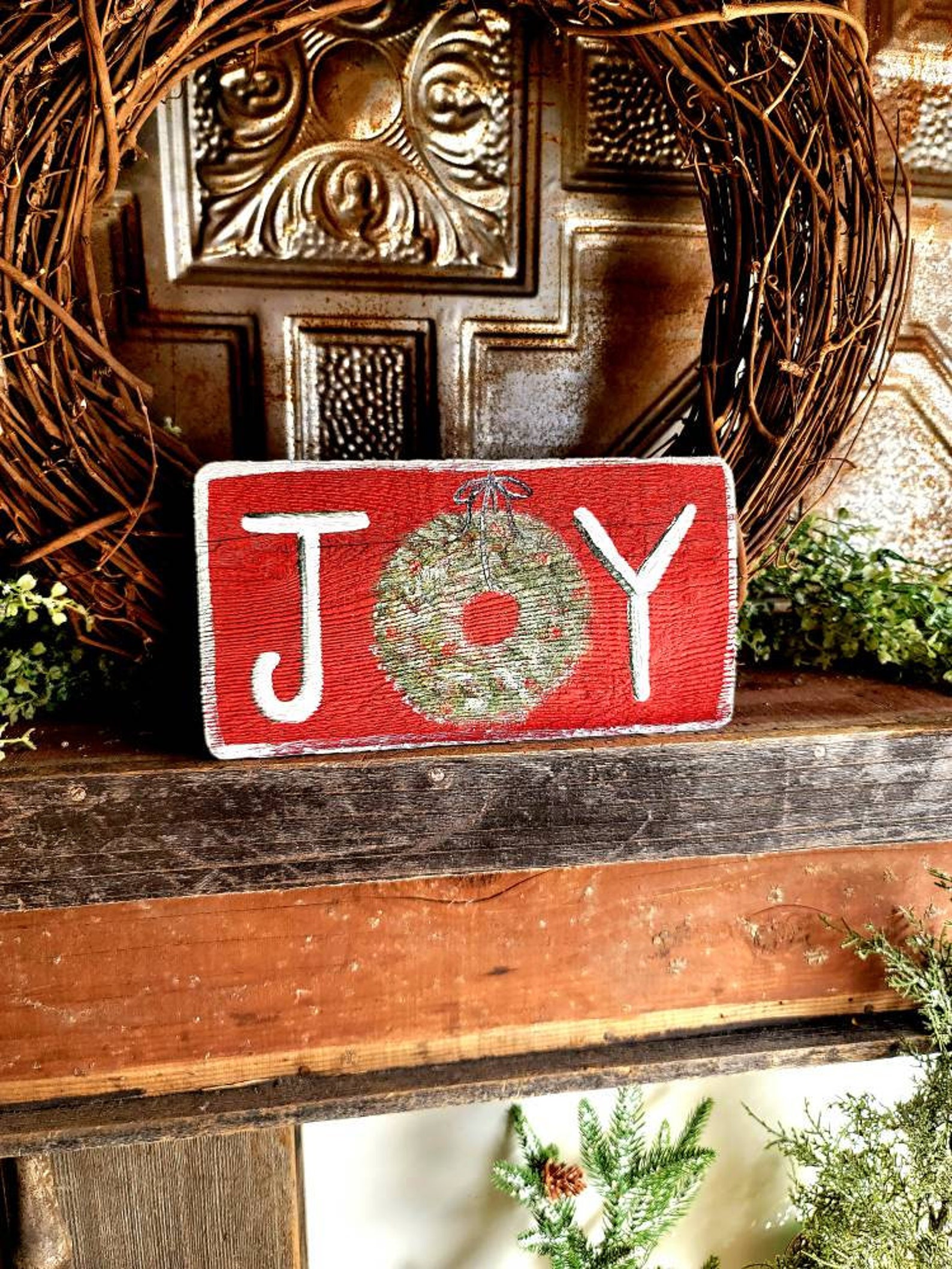 Joy Sign,christmas Decoration,rustic Christmas Sign,primitive Christmas ...