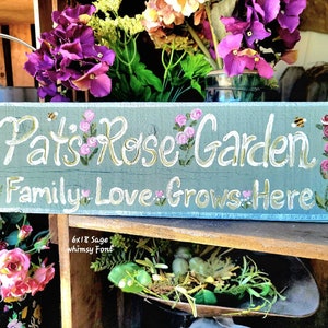 Rose Garden Sign,painted Garden Gift,custom Wooden Sign,outdoor Garden ...