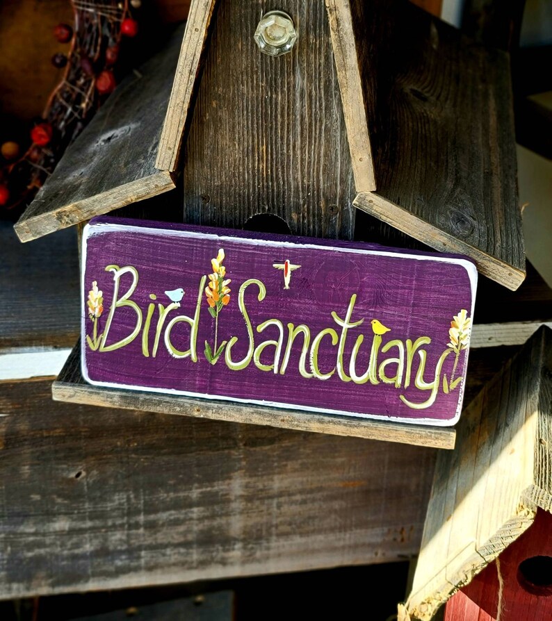 Hand Painted Bird Sanctuary Sign: Custom Garden Decor - Etsy