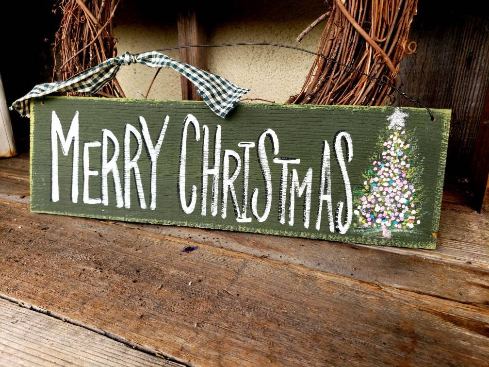 Rustic Merry Christmas Sign,primitive Christmas Sign,outdoor Christmas ...