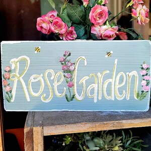 Rose Garden Sign,painted Garden Gift,custom Wooden Sign,outdoor Garden ...