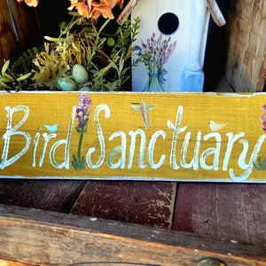 Hand Painted Bird Sanctuary Sign: Custom Garden Decor,indoor Outdoor ...