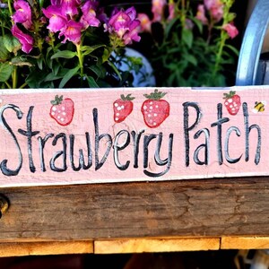 Strawberry Patch Wood Sign,strawberry Decor,outdoor Wood Sign,stake ...