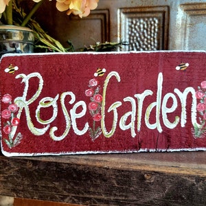 Rose Garden Sign,painted Garden Gift,custom Wooden Sign,outdoor Garden ...