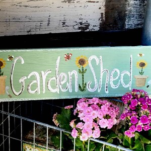 Rustic Garden Shed Sign: Upcycled Wood, Sunflower Decor,handmade Sign ...