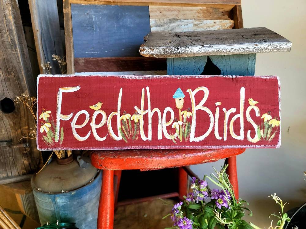 Feed the Birds,outdoor Wood Garden Sign,mary Poppins Sign,personalized ...