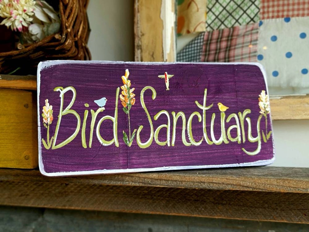Hand Painted Bird Sanctuary Sign: Custom Garden Decor - Etsy
