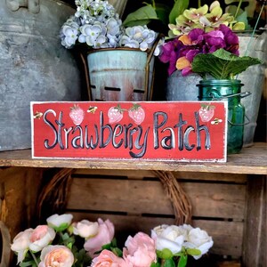 Strawberry Patch Wood Sign,strawberry Decor,outdoor Wood Sign,stake ...