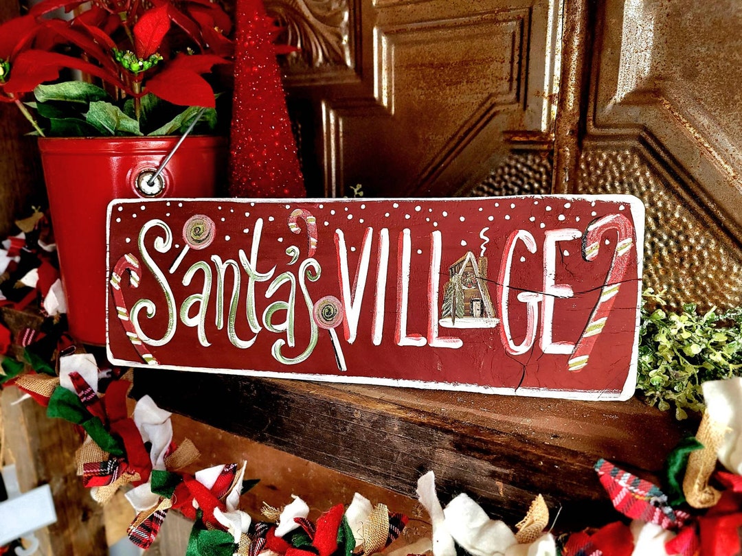 Santa's Village Sign,rustic Winter Sign,winter Wood Sign,children's ...