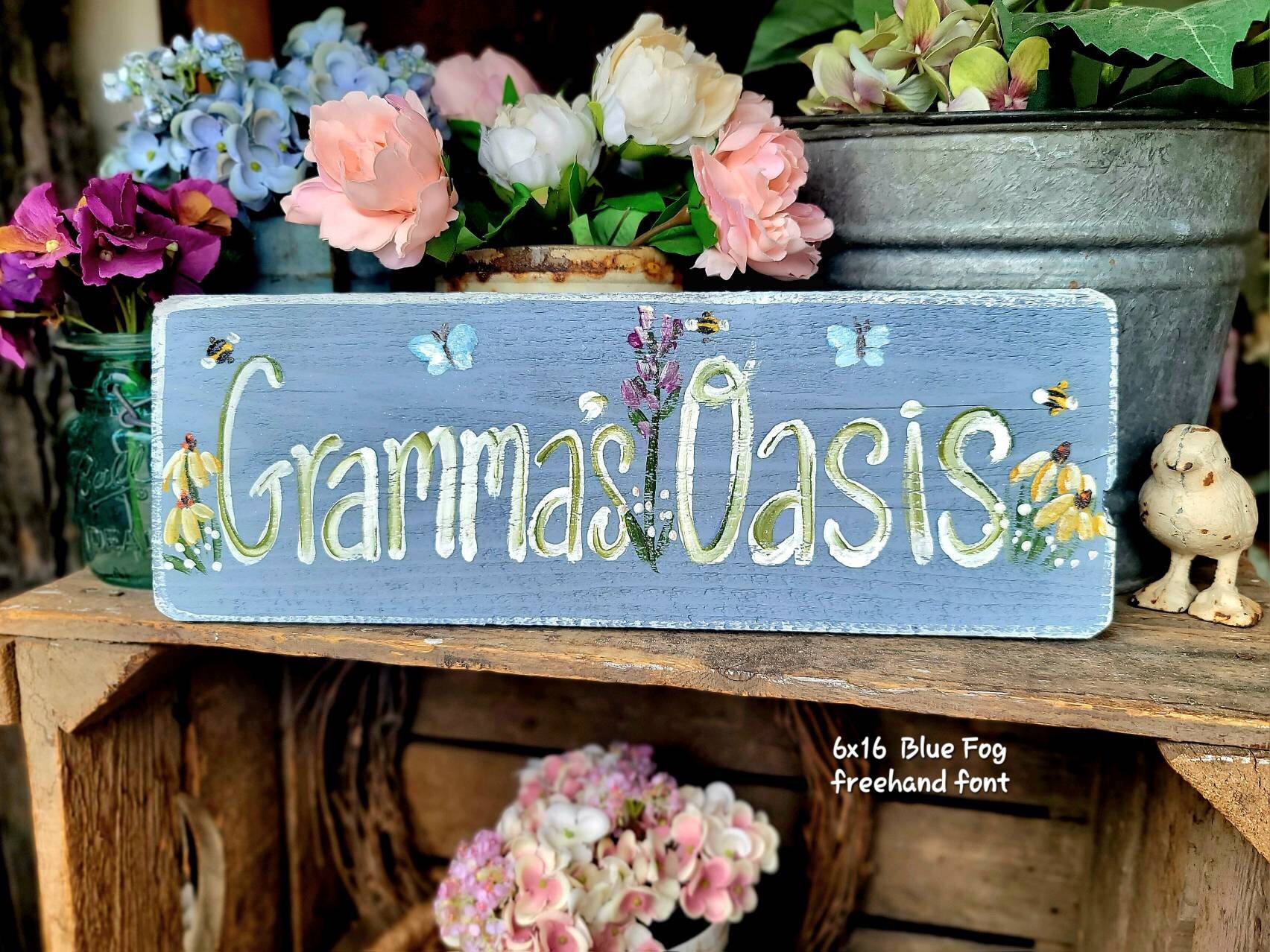 Large custom outdoor/indoor wood sign for home and garden. Handpainted ...