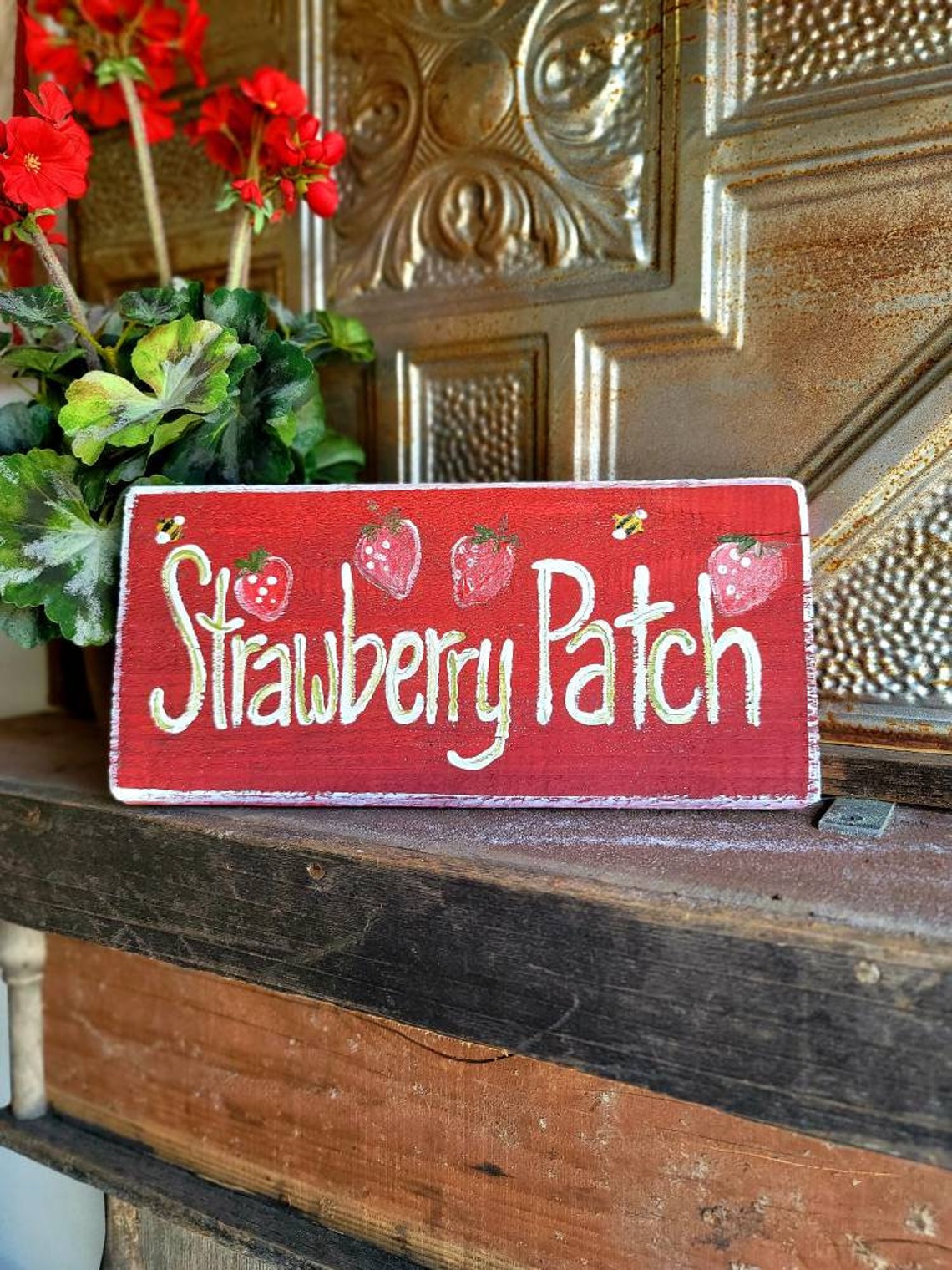 Strawberry Patch Wood Signstrawberry Decoroutdoor Wood - Etsy