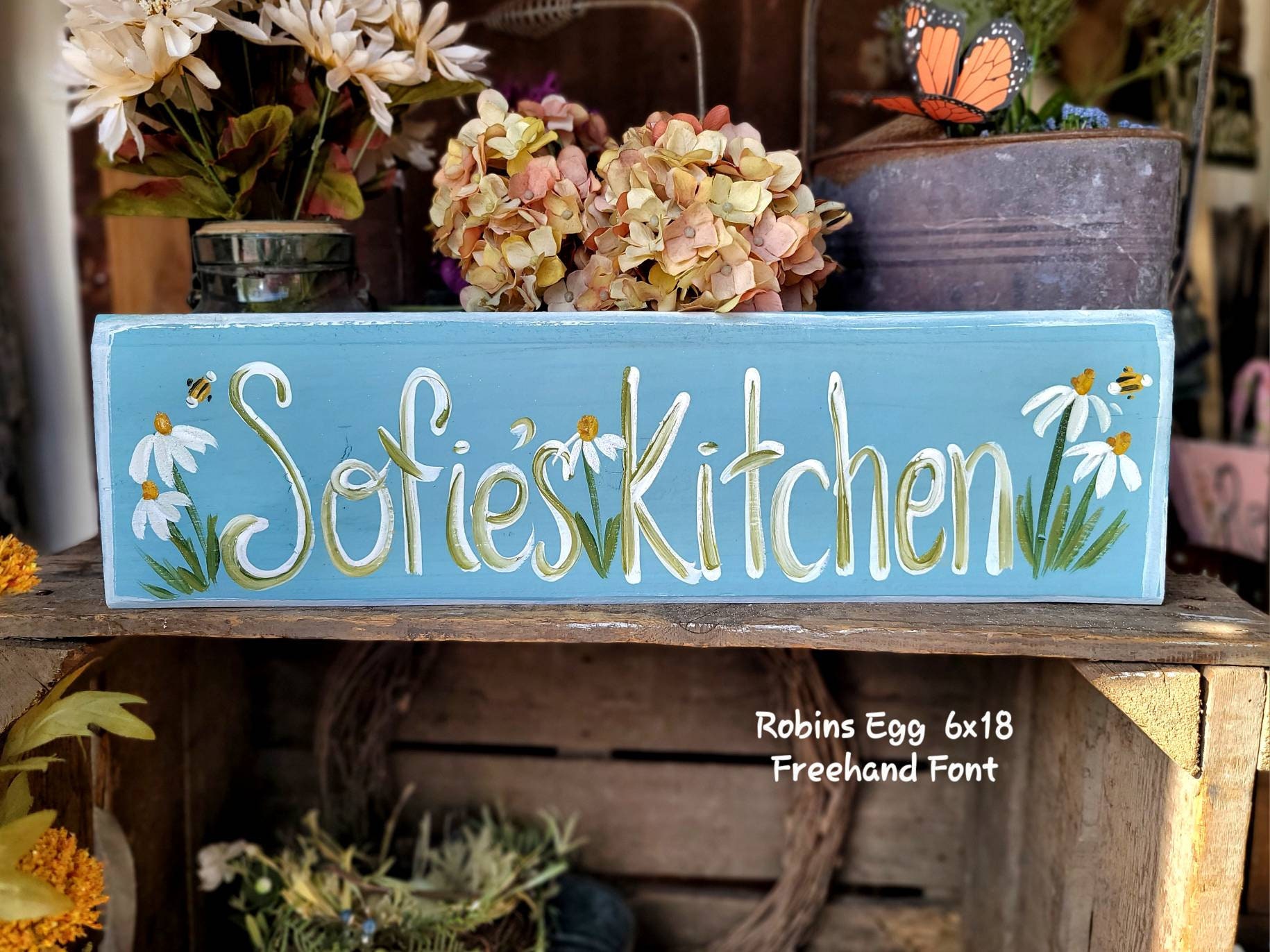 Large custom outdoor/indoor wood sign for home and garden. Handpainted ...