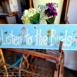 Personalized Garden Sign: Rustic Wood, Listen to the Birds - Etsy