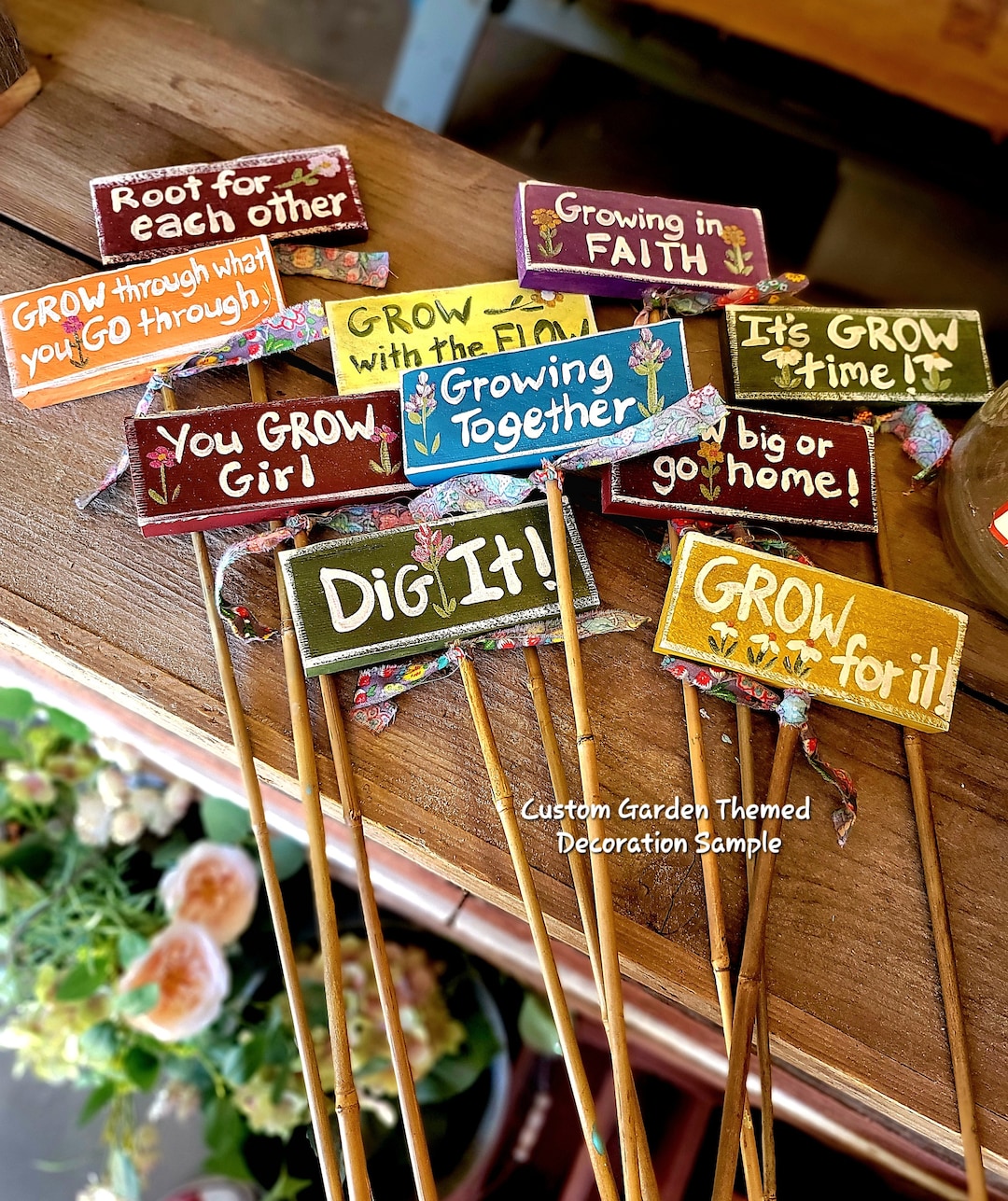 Hand Painted Custom Garden Stake: Weatherproof Wood Sign,personalized ...