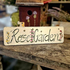 Rose Garden Sign,painted Garden Gift,custom Wooden Sign,outdoor Garden ...