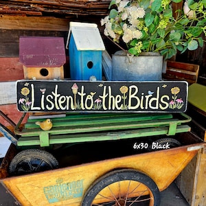 Personalized Garden Sign: Rustic Wood, Listen to the Birds - Etsy
