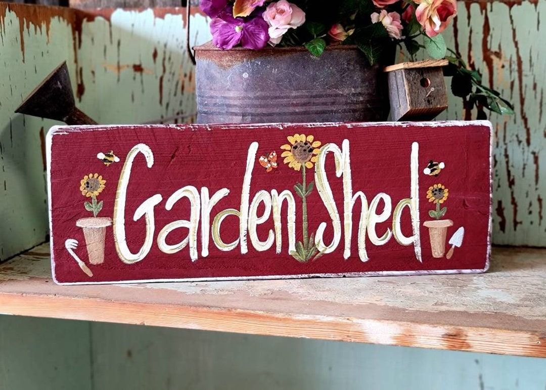 Rustic Garden Shed Sign: Upcycled Wood, Sunflower Decor,handmade Sign ...