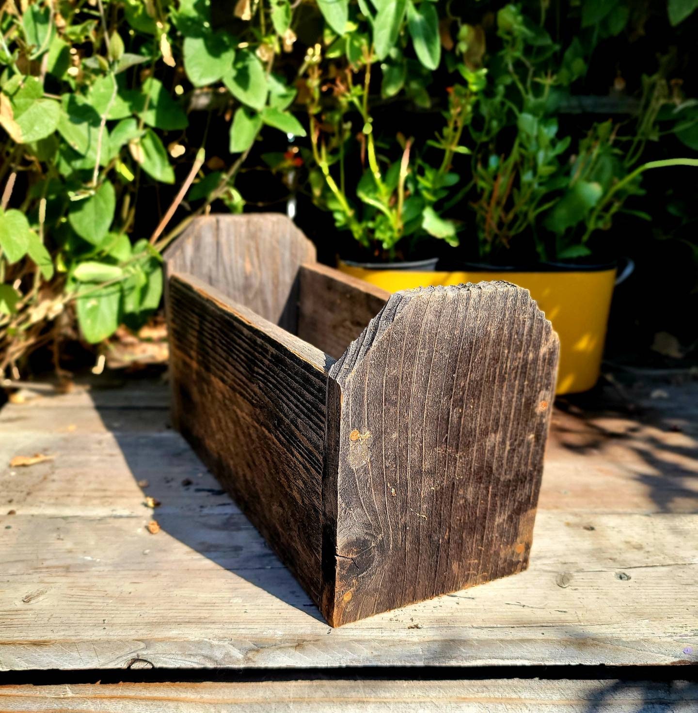 Rustic wood garden box,farmhouse centerpiece,wood planter box,Mason jar ...
