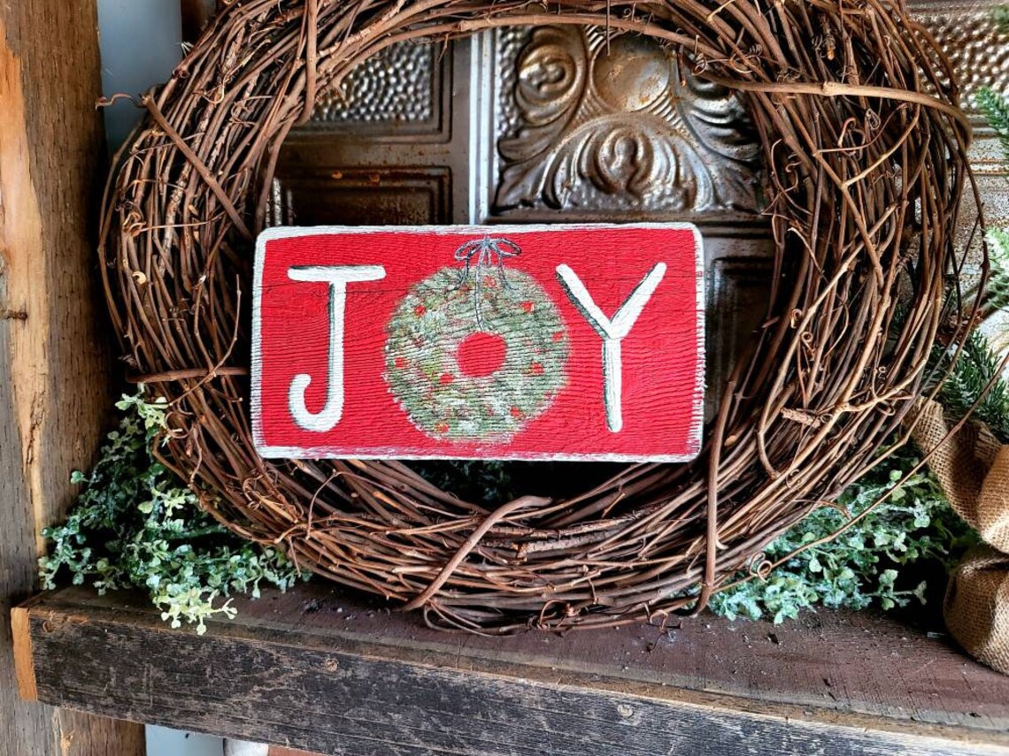 Joy Sign,christmas Decoration,rustic Christmas Sign,primitive Christmas ...