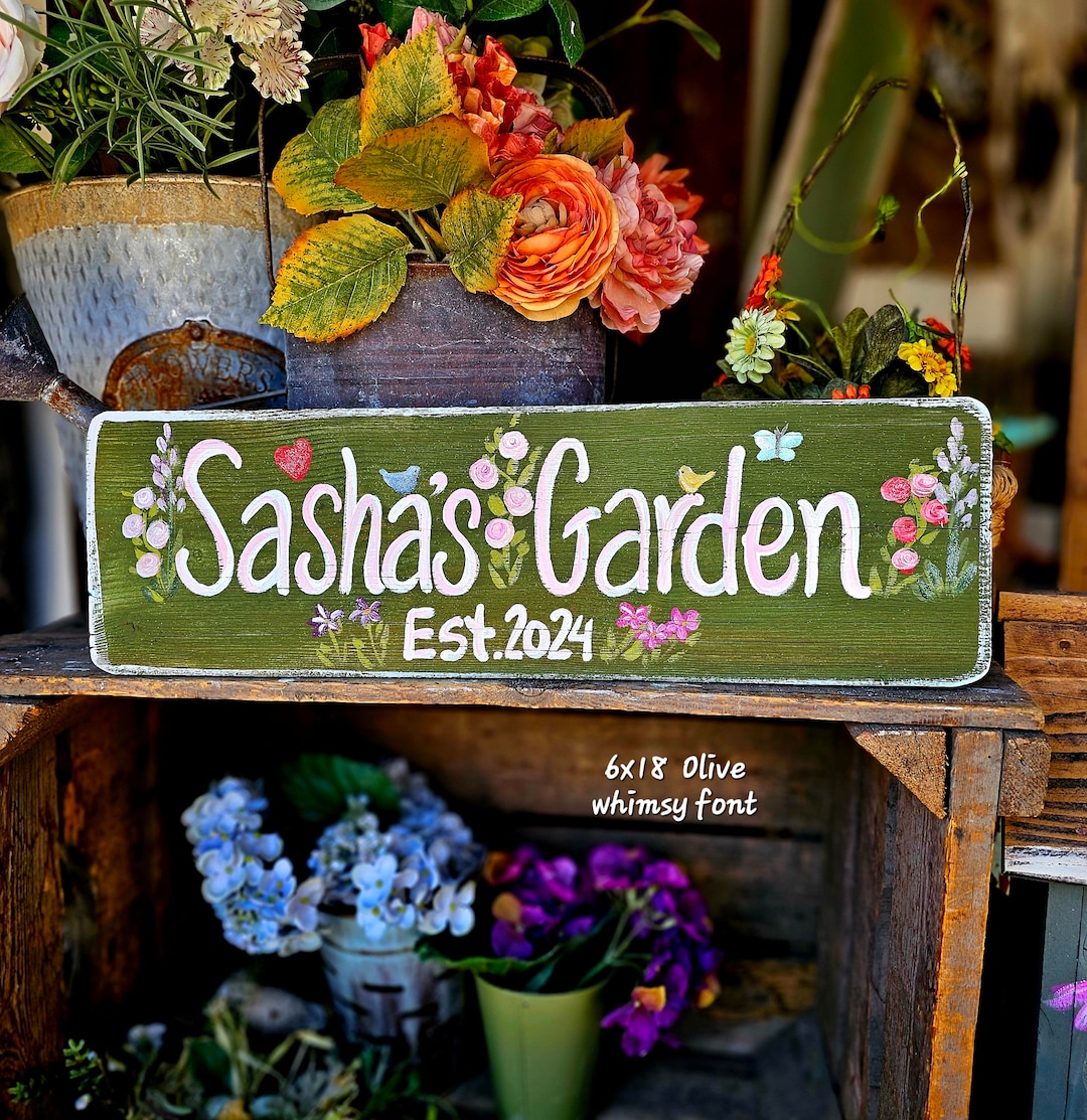Custom Hand-painted Garden Sign: Personalized Wood Wall Art - Etsy