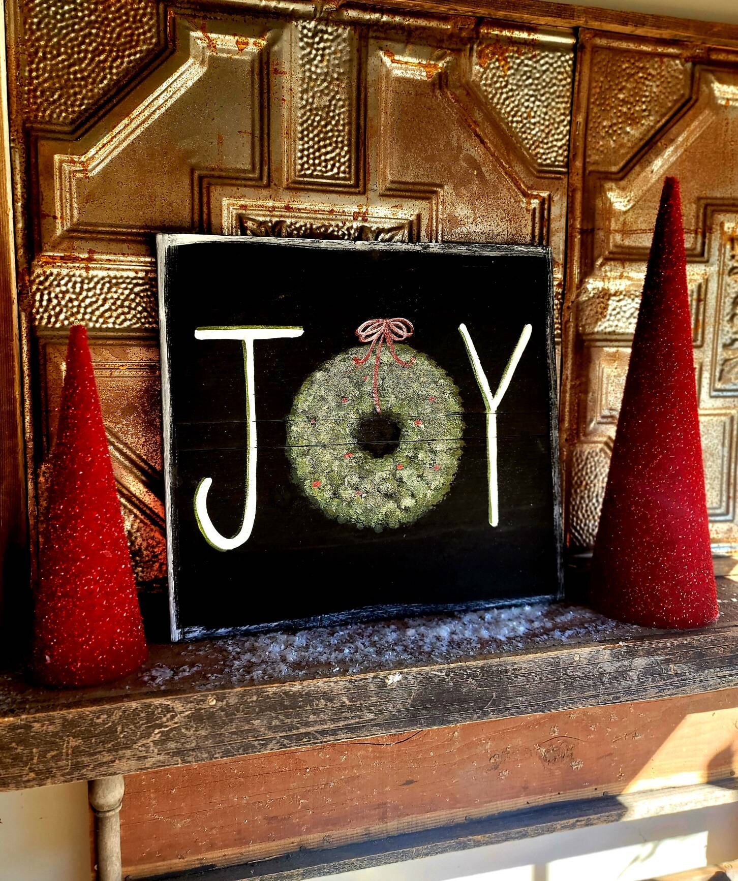 Joy Sign,christmas Decoration,rustic Christmas Sign,primitive Christmas ...